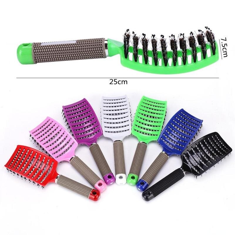 Pig Bristle Big Curved Hair Scalp Massage Comb Wom... – Vicedeal