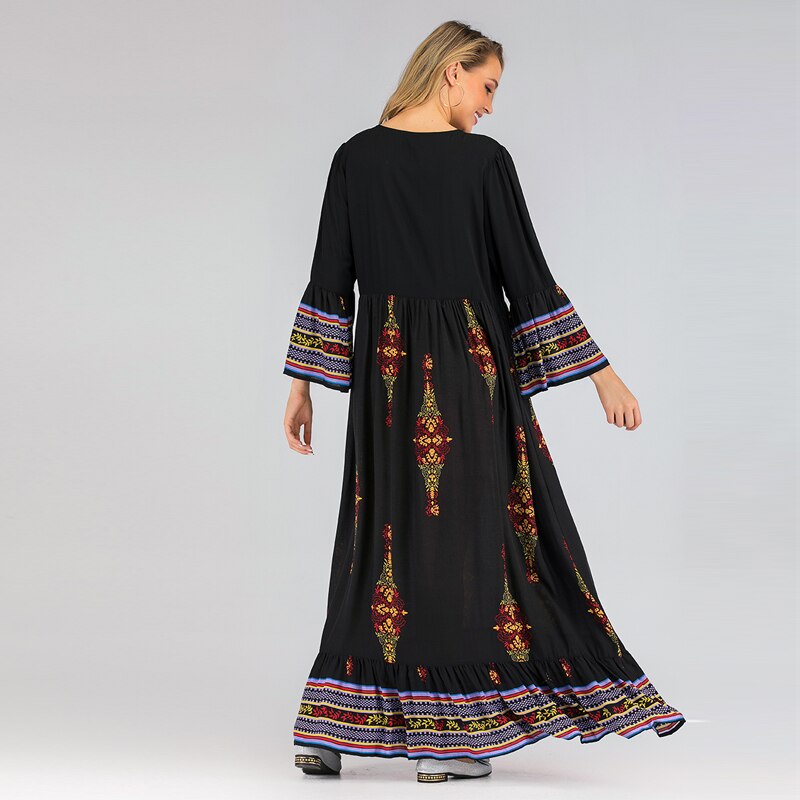 Plus Size Floral Abaya Robe Dubai Turkey Islam Ara... – Vicedeal