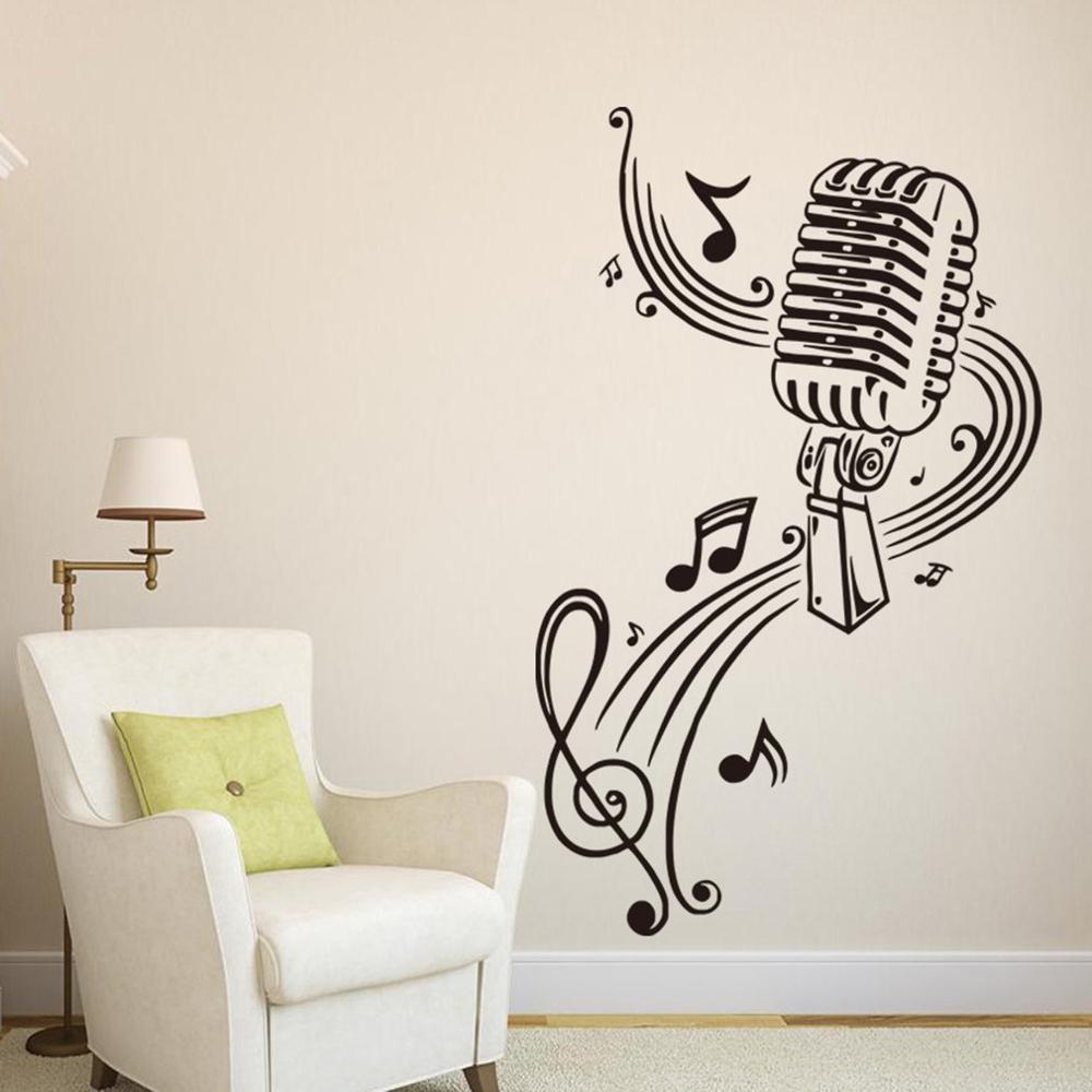 Mural Microphone note mural Room Music Notes Hair ... – Grandado