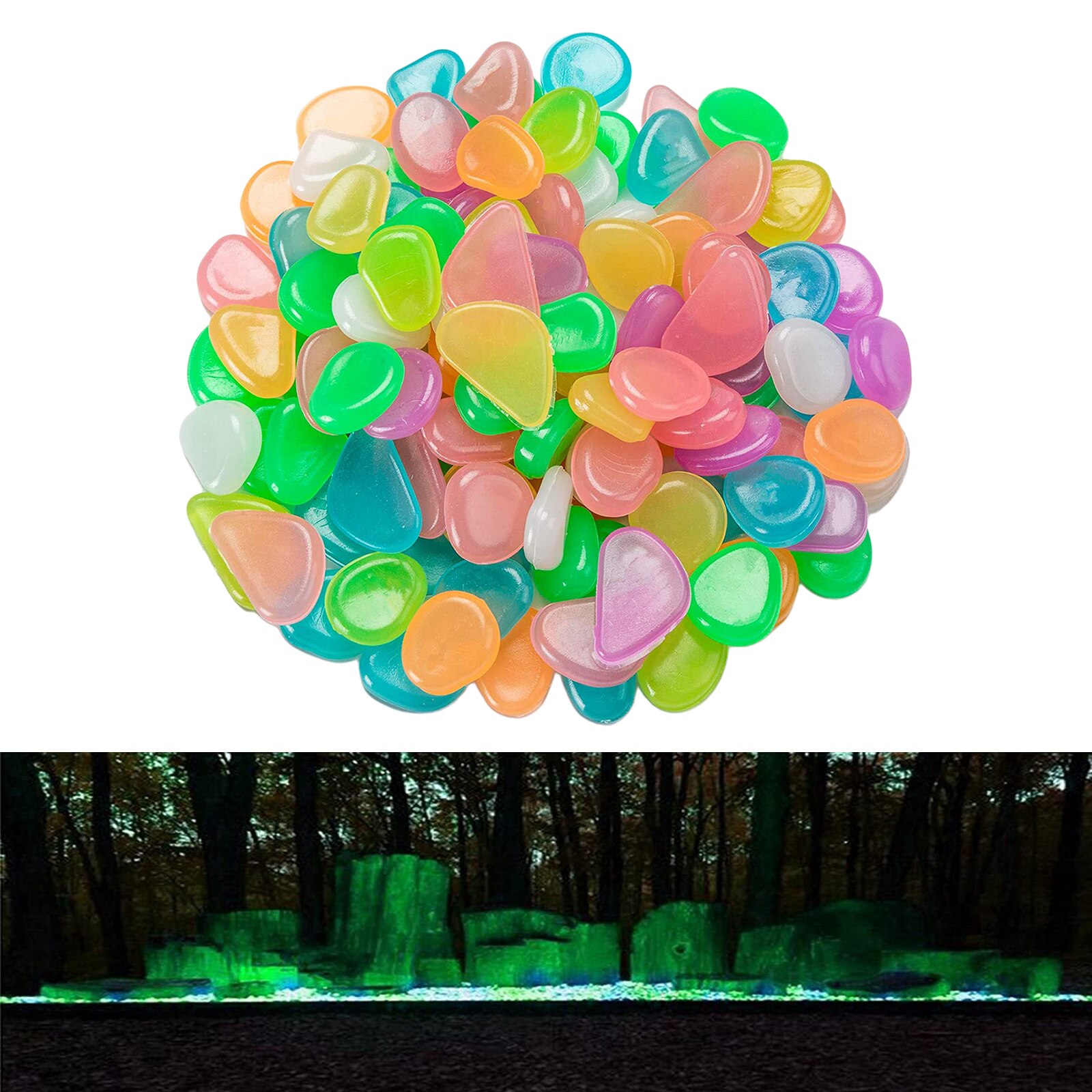 100 Glow in the Dark Pebbles Stones Flower Rock Ga... – Grandado