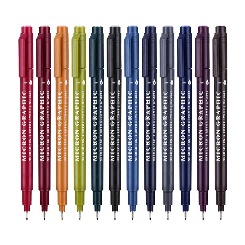 12 Kleuren Haak Liner Naald Schets Marker 0.5Mm In... – Grandado