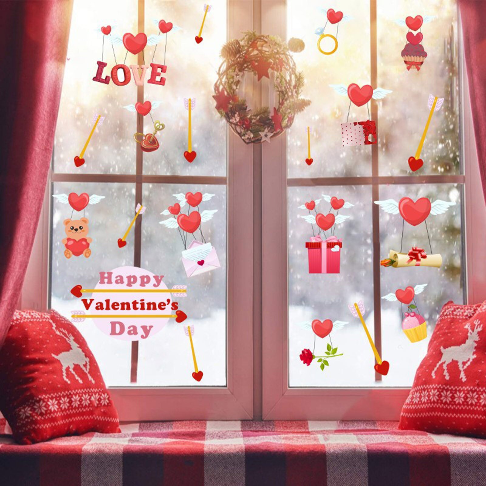 @ Valentine's Day Wall Sticker Rose Window Wall St... – Vicedeal