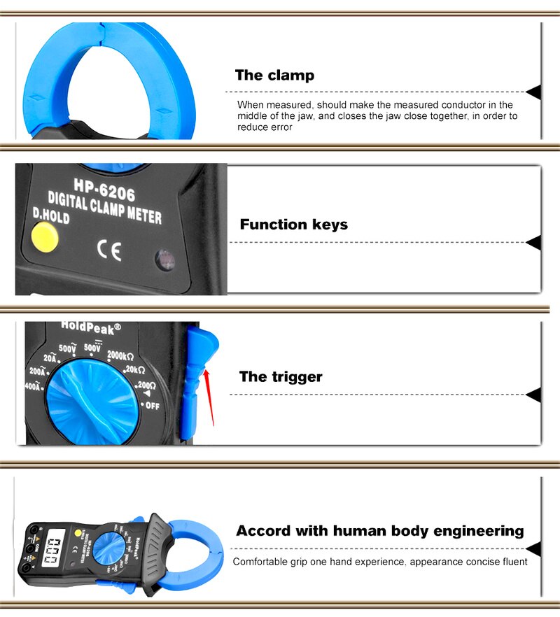 Digital Clamp Meter HP-6206 Multimeter 1999 counts... – Grandado