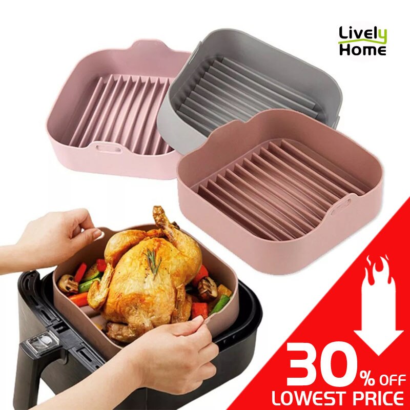 8 inch Air Fryer Silicone Baking Tray Pan Pot Non-... – Vicedeal