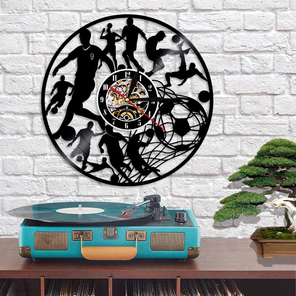 Play Soccer Vinyl Clock Record Football Team Led L... – Grandado