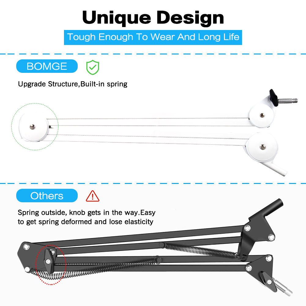 BOMGE Heavy Duty Microphone Boom Arm Stand Adjusta... – Grandado