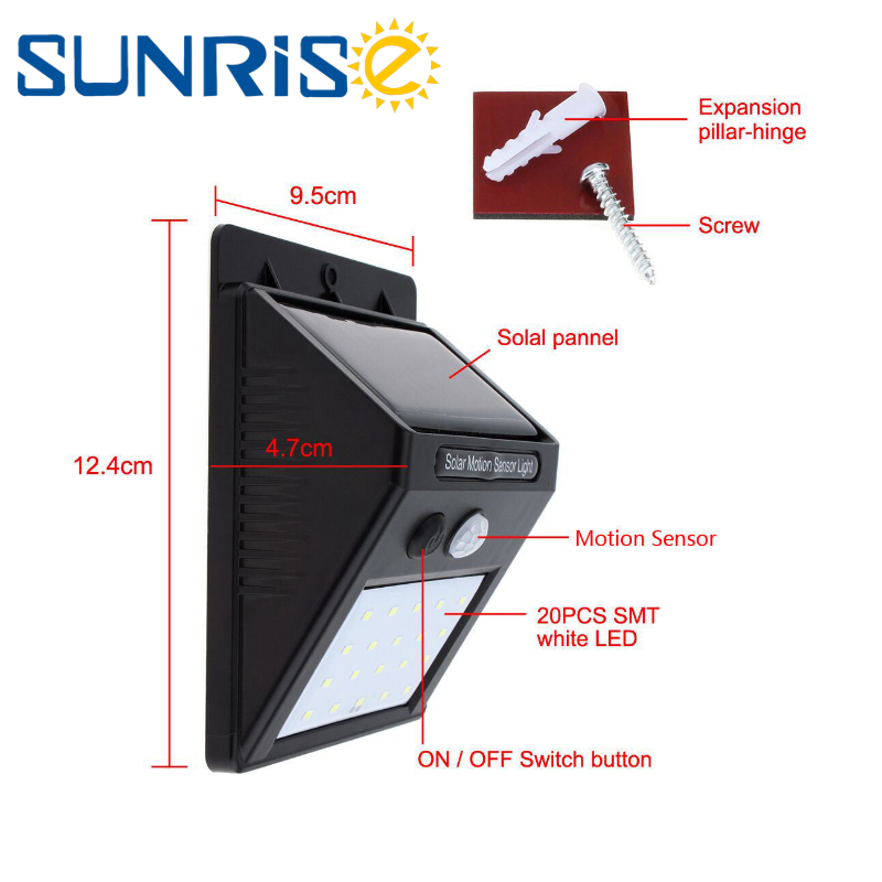 led Solar Power Wall Light PIR Motion Sensor Wirel... – Vicedeal