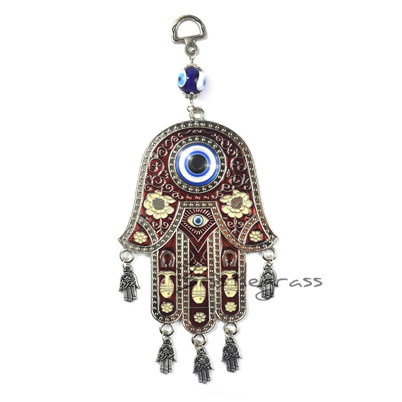 BRISTLEGRASS Turkish Blue Evil Eye Hamsa Hand Flow... – Grandado