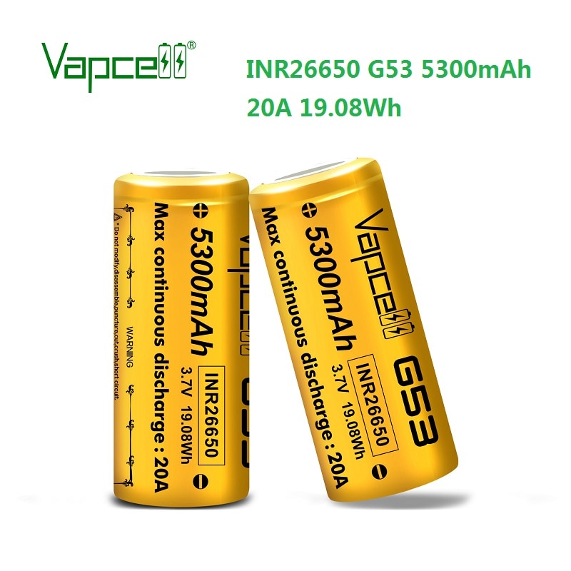 vapcell 100% original batteries INR26650 5300mah 2... – Grandado