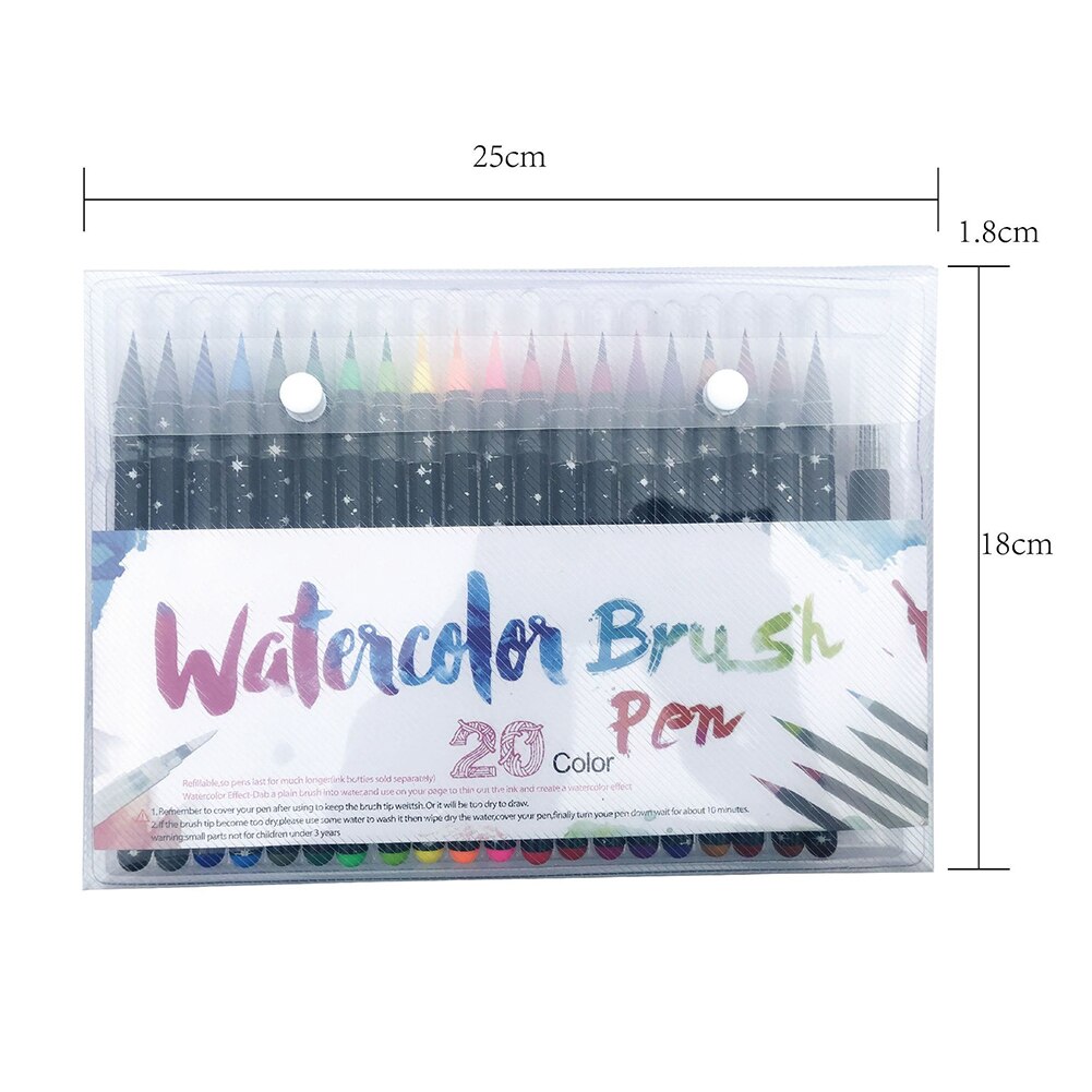 20 Colors Watercolor Brush Pen Set Art Marker Pens... – Grandado