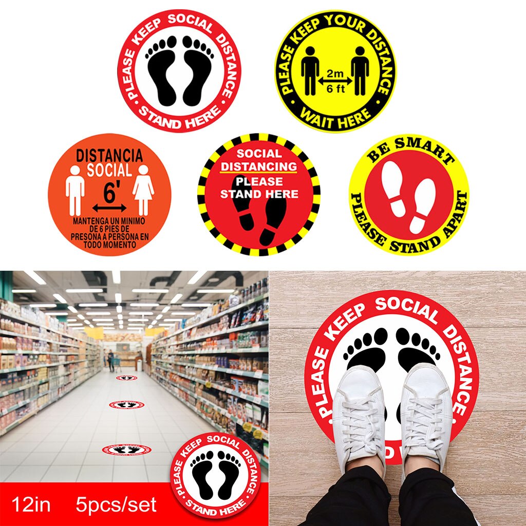 5x Social Distancing Floor Decals Safety Floor Sig... – Grandado