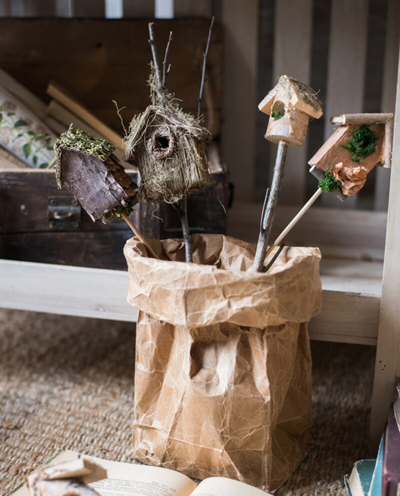 Garden decoration Bird's nest small house Flower p... – Grandado