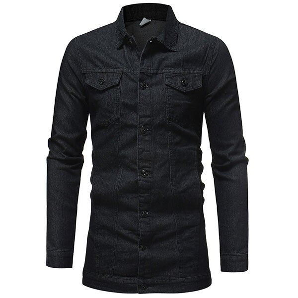 Distressed Long Length Men's Denim Trench for Man ... – Grandado