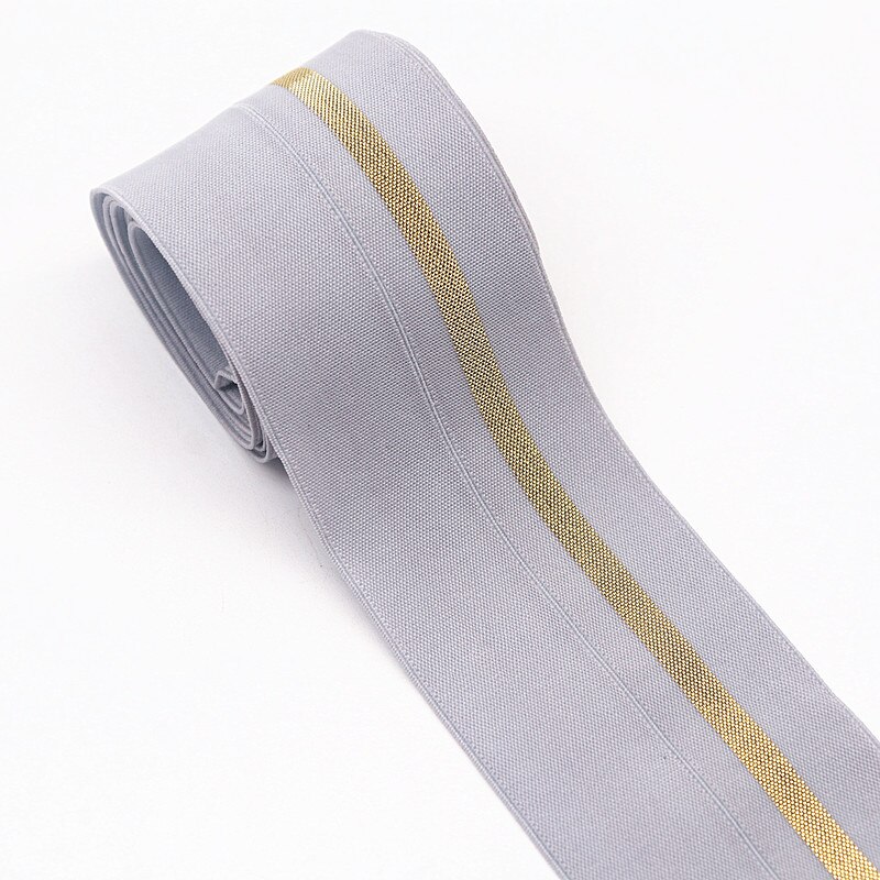 Gold Stripe 4cm Fold Over Elastic Band Nylon Webbi... – Grandado