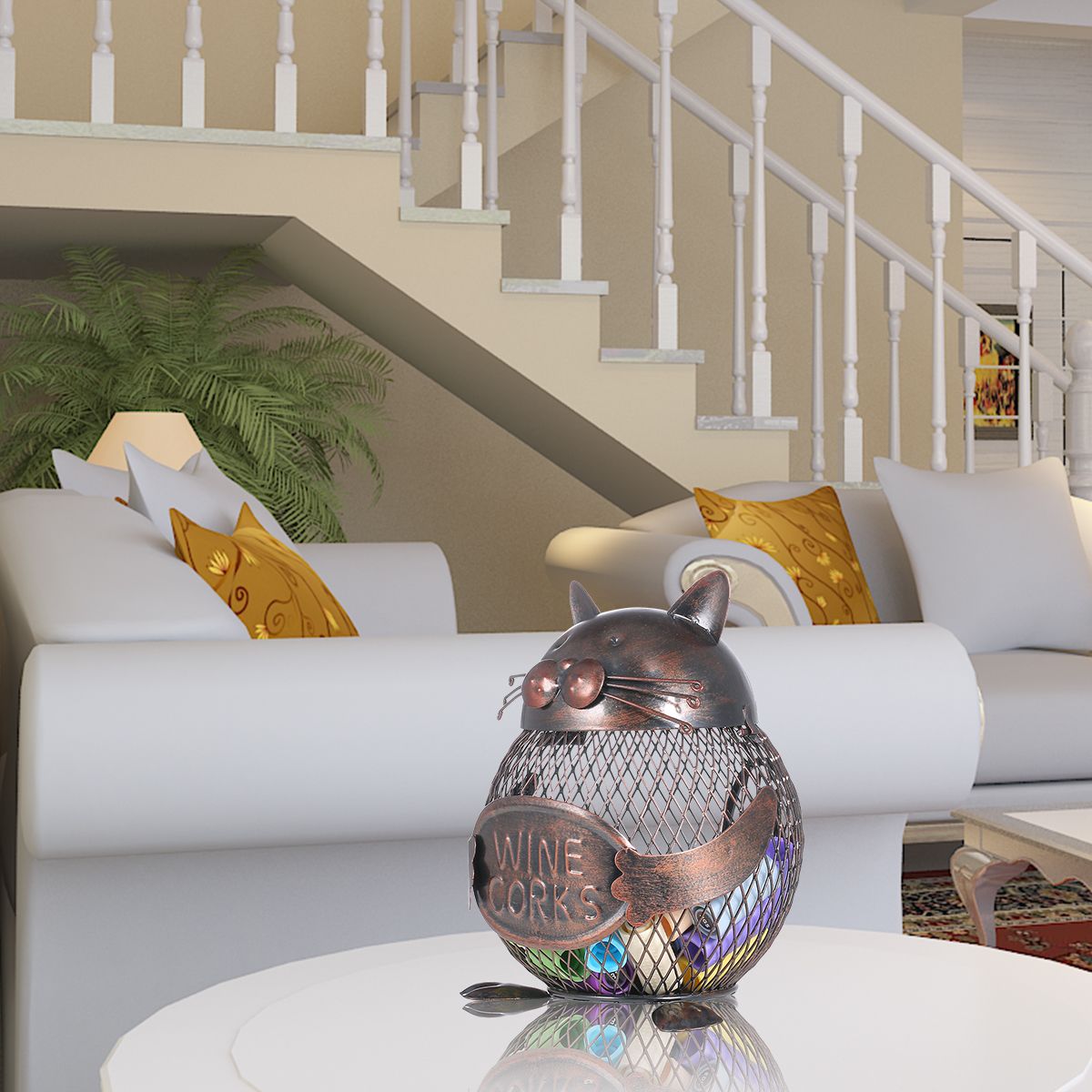 Kitten Cat Shaped Wine Cork Container Tooarts Anim... – Grandado