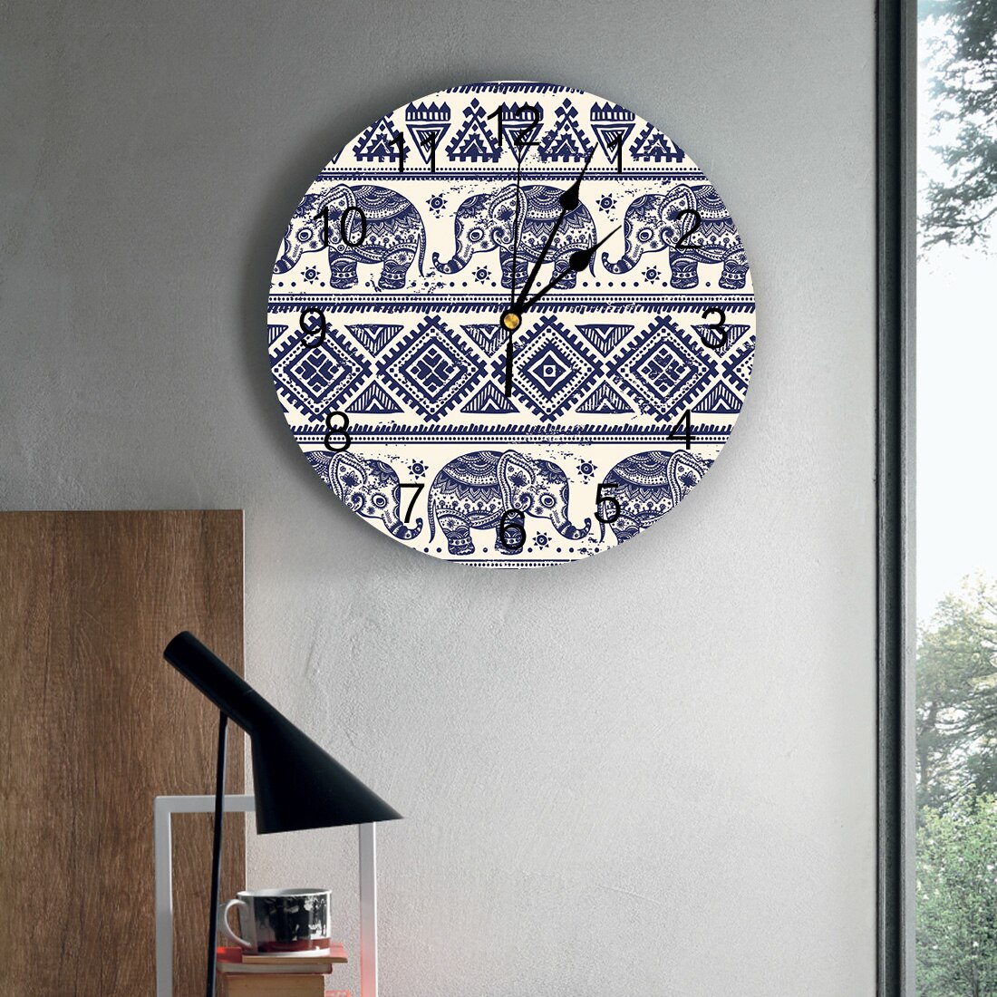 Mural Elephant Retro Wall Digital Clock for Living... – Grandado