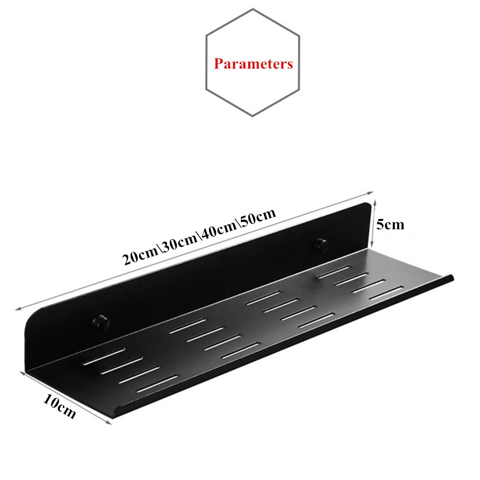 Wall Mount Black Bathroom Shelf Floating Shelves Aluminum Shower Caddy ...