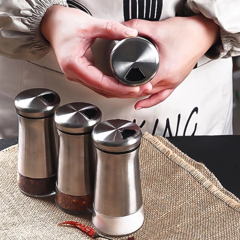 Glass Seasoning Bottle Silver CoverPepper Bottle C... – Vicedeal