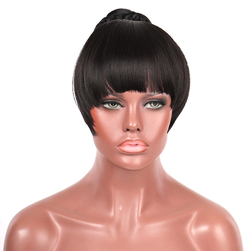 HOUYAN Black women with bangs in a wig and a bun w... – Vicedeal