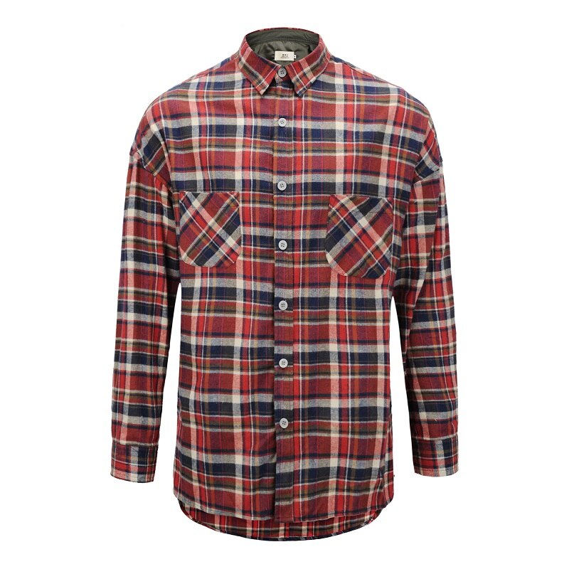 Rode Gecontroleerd Plaid Shirt Winter Lange Mouw H... – Grandado