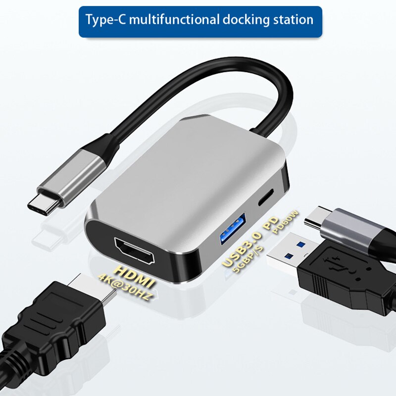 3-In-1 Docking Station Hub Type-C to HDMI + USB 3.... – Grandado