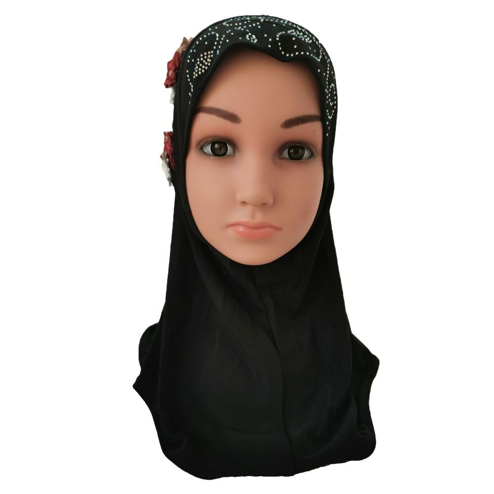 Muslim Kids Girls Flower Drilling Hijab Hats Child... – Grandado