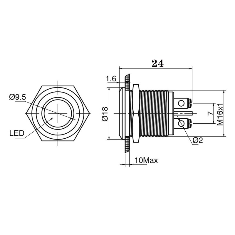 16mm Metall LED-anzeige Signal Lampe Ausrügestoche... – Grandado