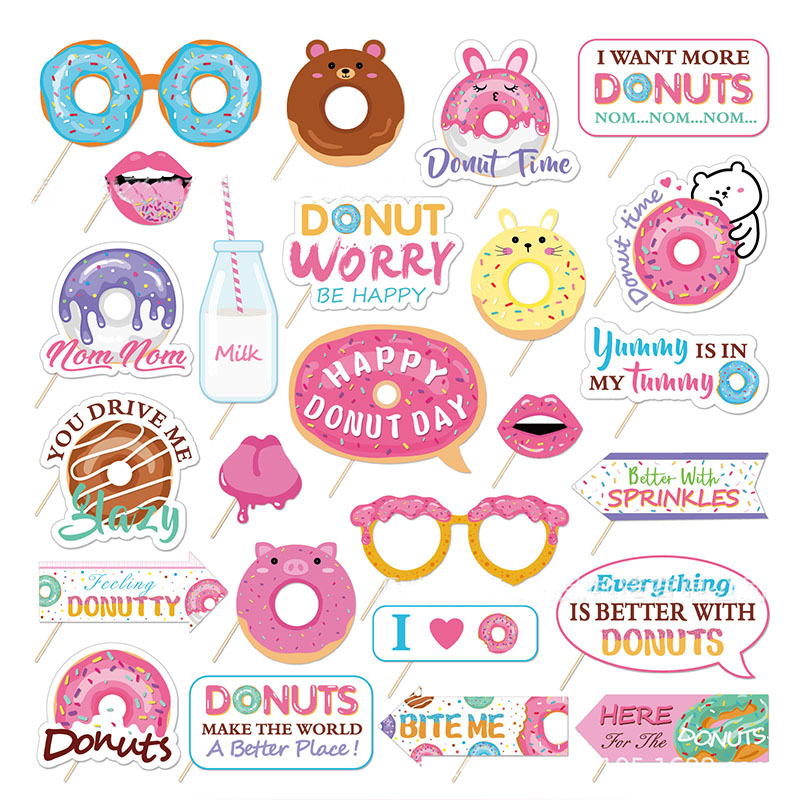 Donut Party Brthday Photo Props Sweet Pink Donuts ... – Grandado