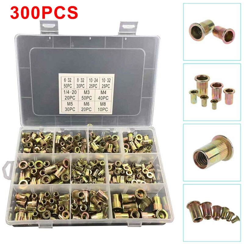 300PCS M3 M4 M5 M6 M8 Rivet Nutsert Zinc Plated St... – Grandado