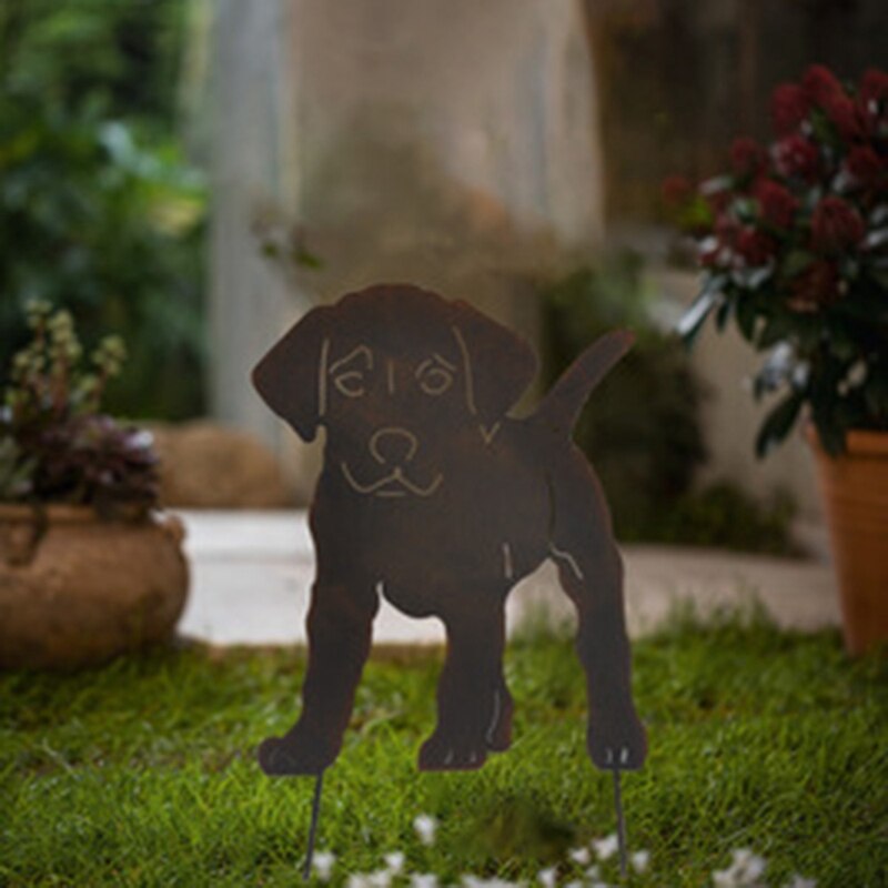 Decoratieve Tuin Plug-In Decor Roest Puppy Bakje S... – Grandado