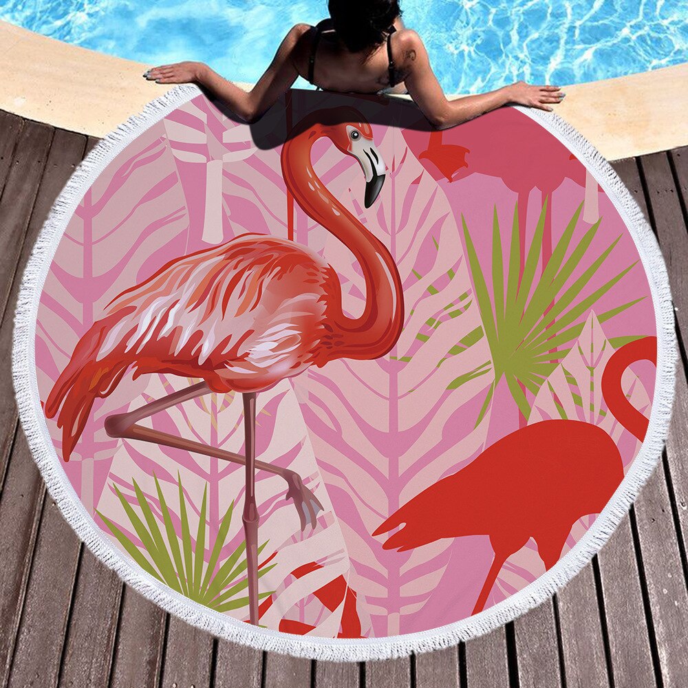 Summer Tropical Large Round Beach Towel with Tasse... – Grandado