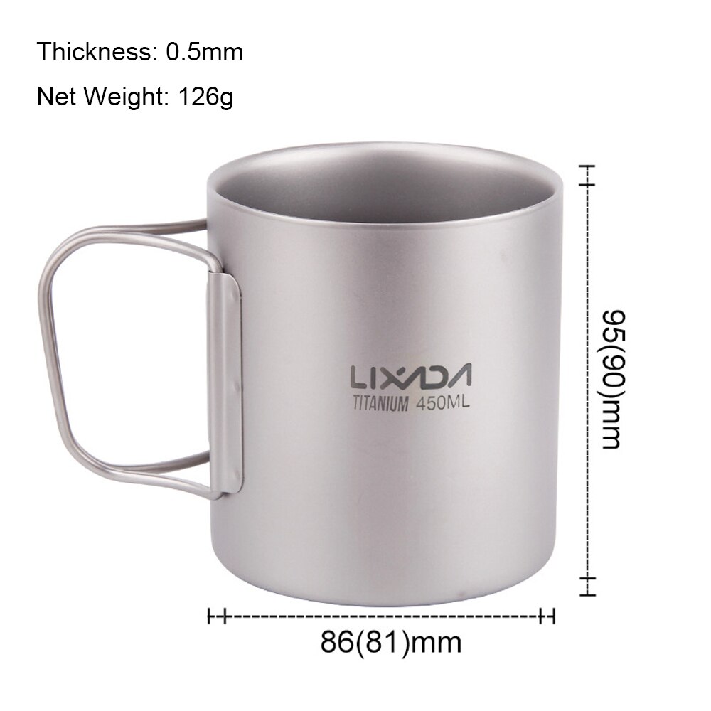 Lixada Titanium Double Wall Cup 220 ml/450 ml Draa... – Grandado