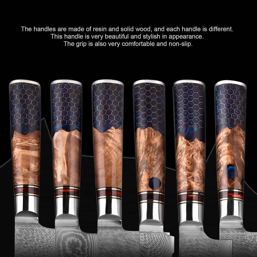 XITUO 67 Layer Damascus Steel Kitchen Knives Set S... – Vicedeal