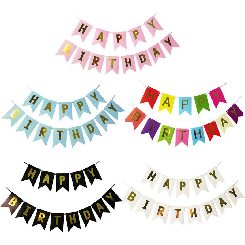 Happy Birthday Paper Bunting Garland Banners Flags... – Grandado