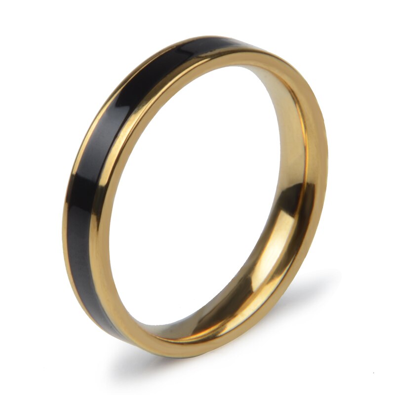 4MM Width Black White Enamel Ring Gold Color 316L ... – Vicedeal