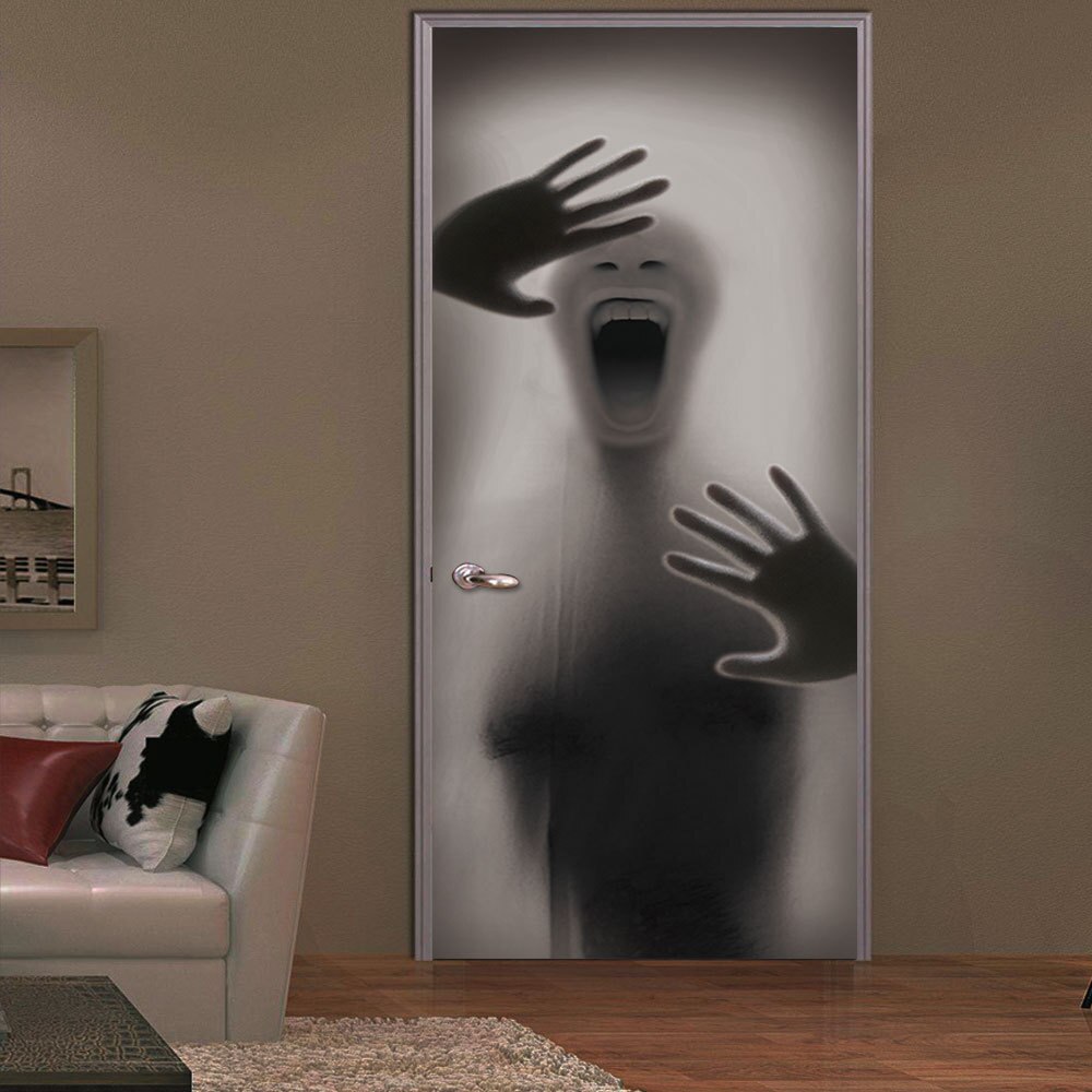 Figure Behind Glass Door Halloween Decorations Doo... – Grandado