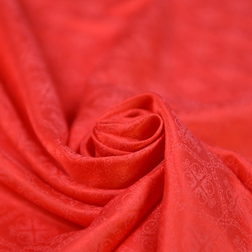 Red vintage pattern jacquard silk cotton blended f... – Grandado