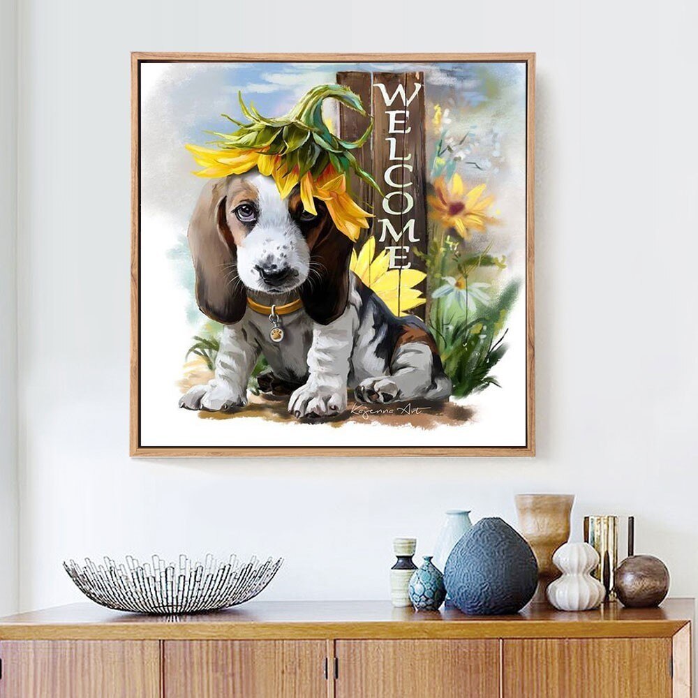 HUACAN 5d Diamond Painting Full Square Dog Cartoon... – Grandado