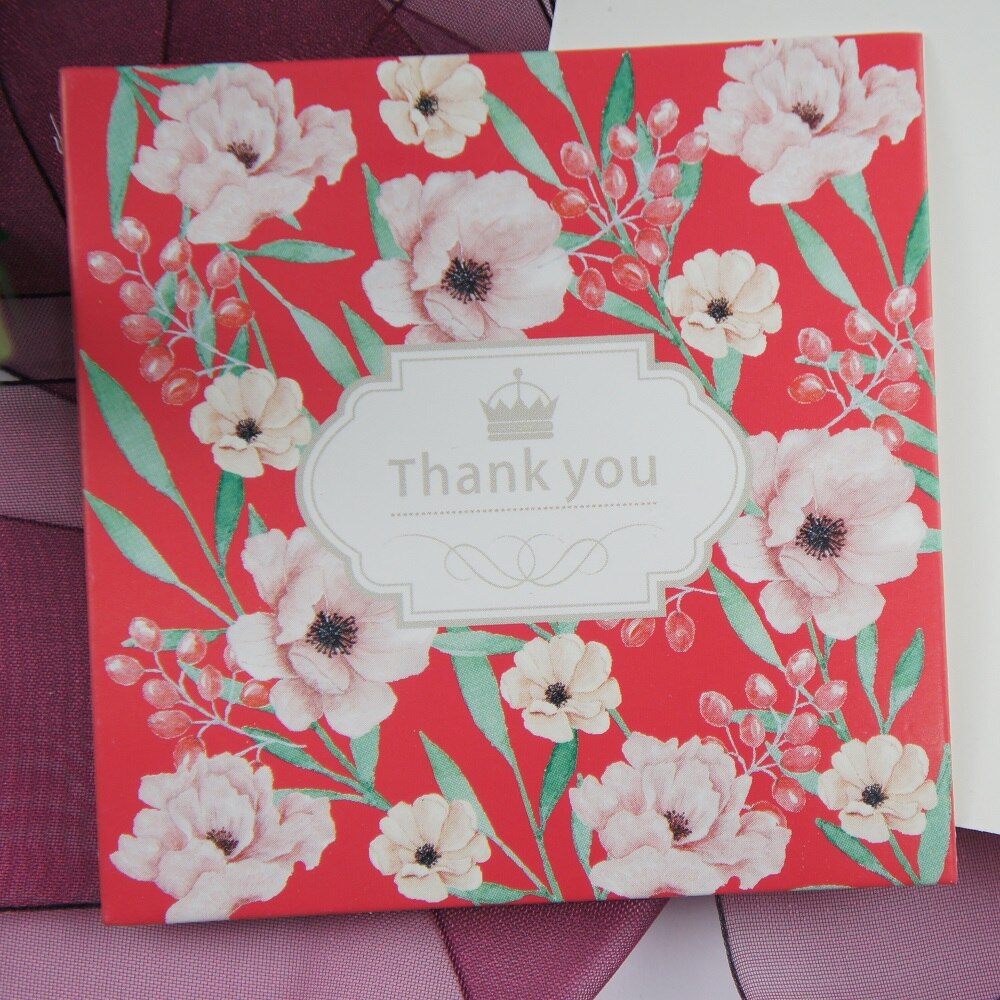 50pcs Mini thank you red purple flower DIY Card me... – Grandado