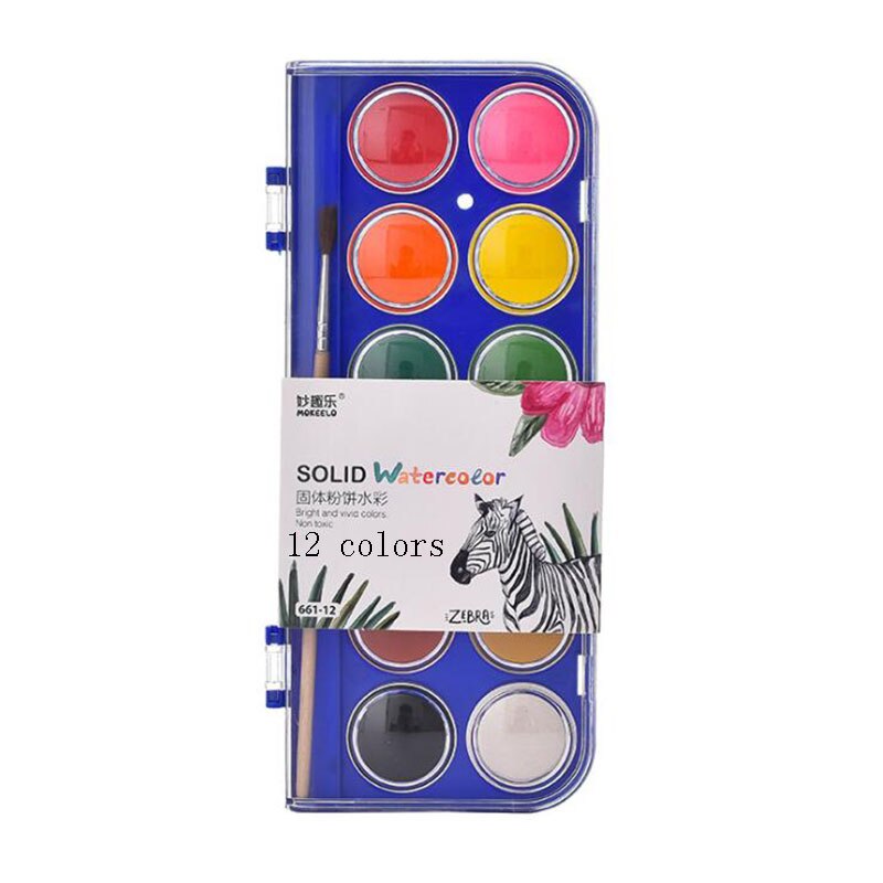 12 Colors Solid Watercolor Paints With Painting Br... – Vicedeal