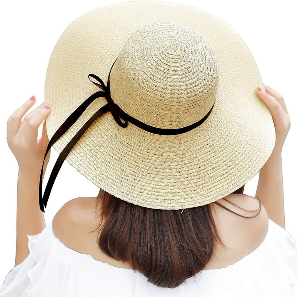 2022 simple Foldable Wide Brim Floppy Girls Straw ... – Grandado