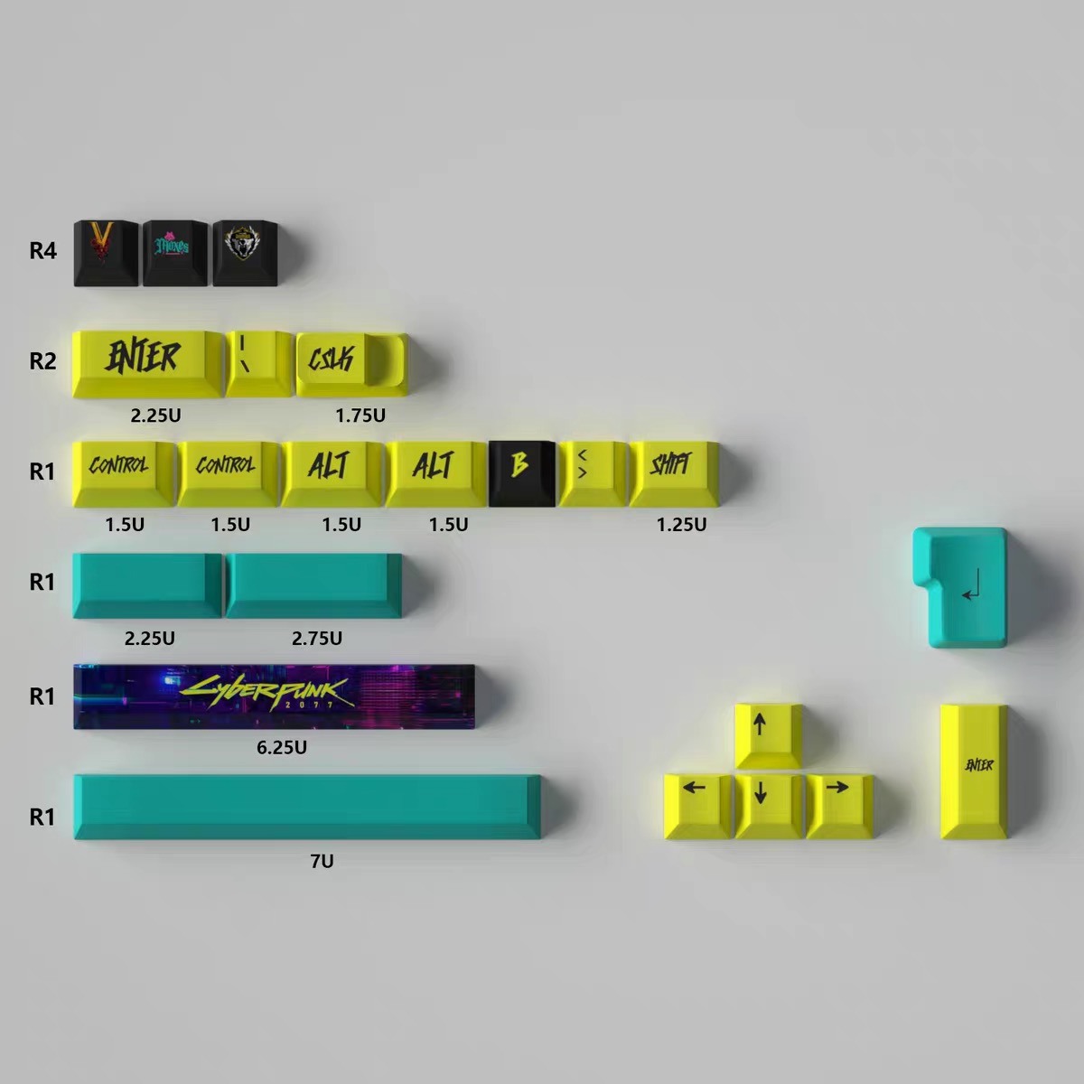 Cyberpunk Side light Keycaps PBT Cherry Profile Dy... – Grandado