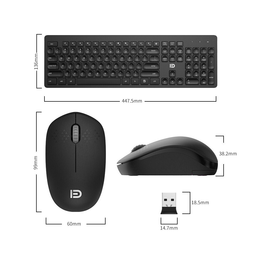 FD Wireless IK7300 Keyboard & Mouse Combo 2.4GHz C... – Grandado