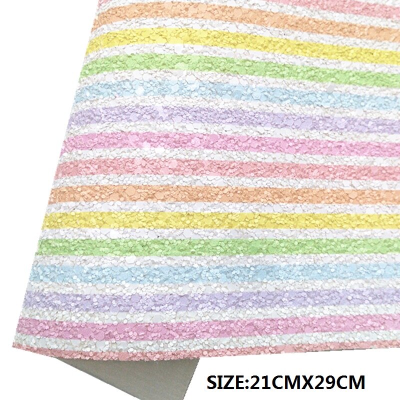 Pastel Colors Stripes Printed Chunky Glitter Vinyl... – Grandado