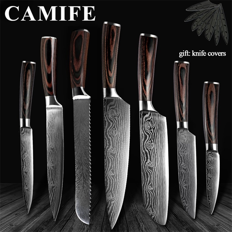 Super 8"inch Utility Chef Knives Imitation Damascu... – Grandado