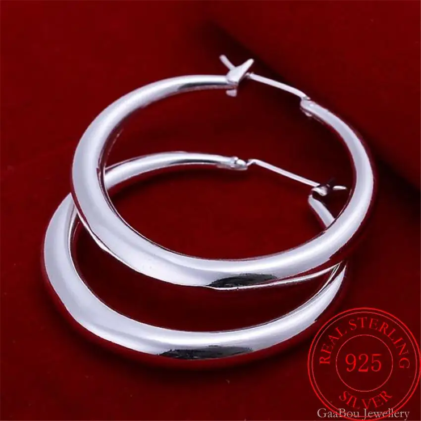 925 sterlingsilverörhängen med 33mm stora cirklar ... – Vicedeal