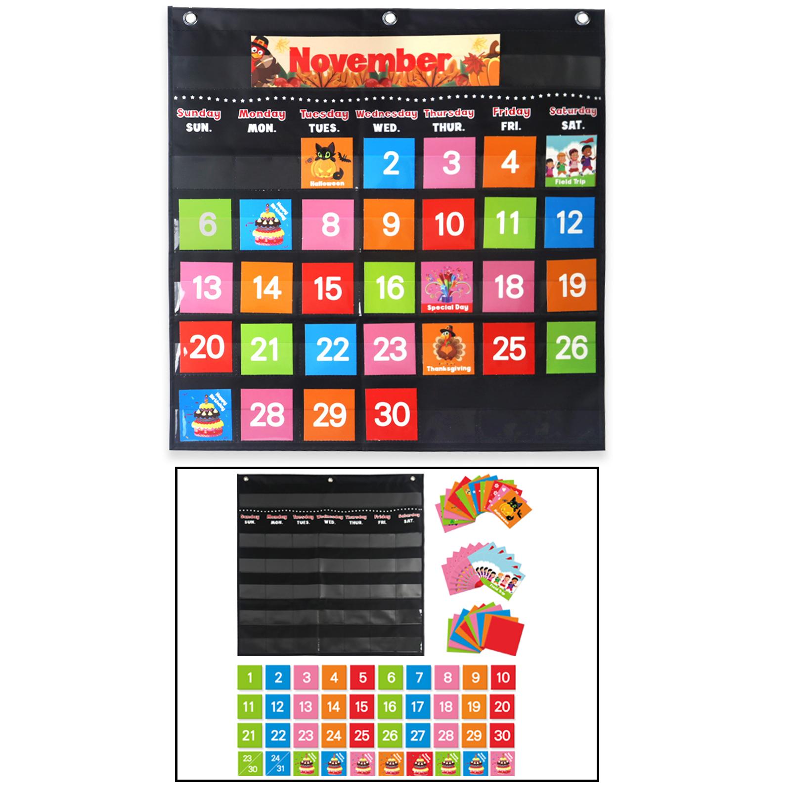 Calendar Pocket Chart Kids Monthly Calendar Educat... – Grandado