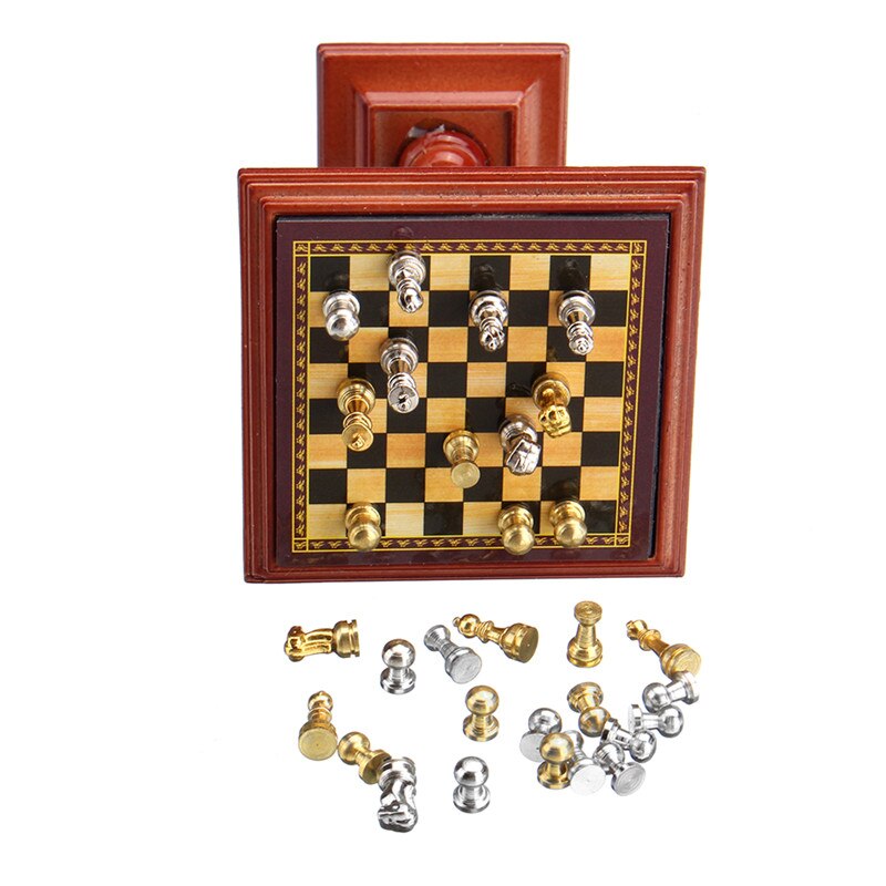 1:12 Scale Miniature Chess Set With Table Magnet C... – Grandado