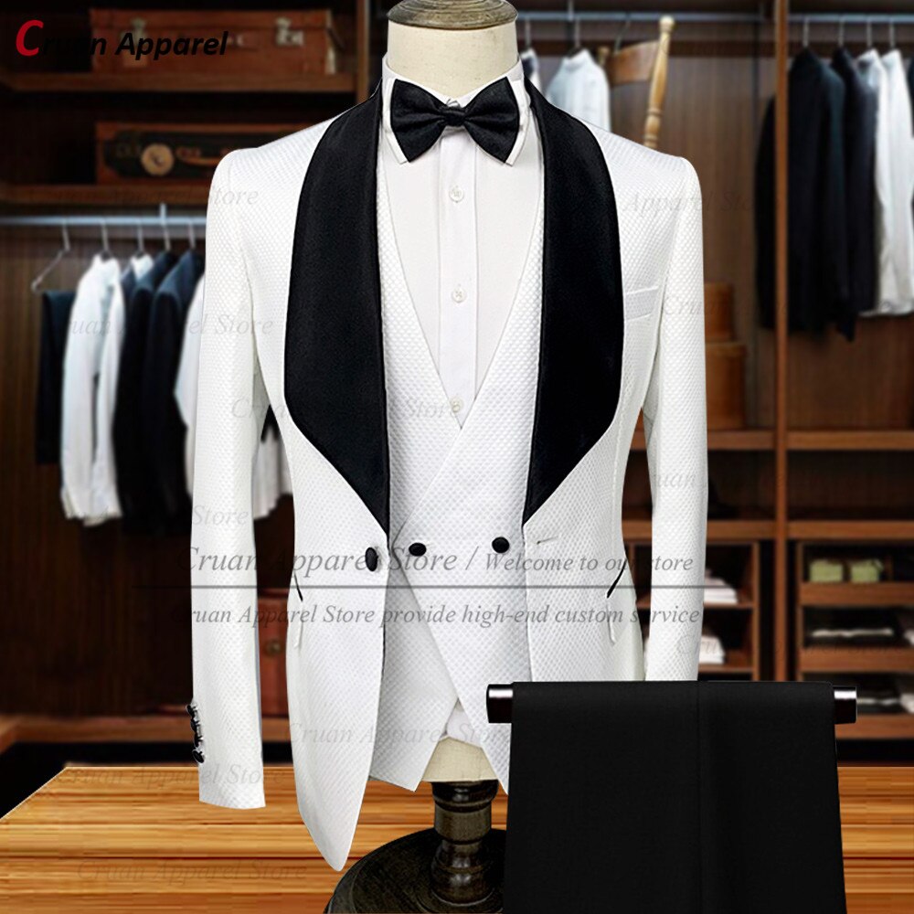 Brand Luxury White Printed Suits Men Set Slim Fit ... – Grandado