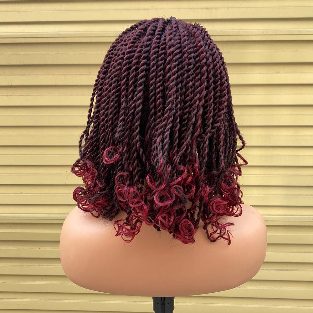 Ombre Red Box Braided Wigs For Black Women Heat Re... – Grandado
